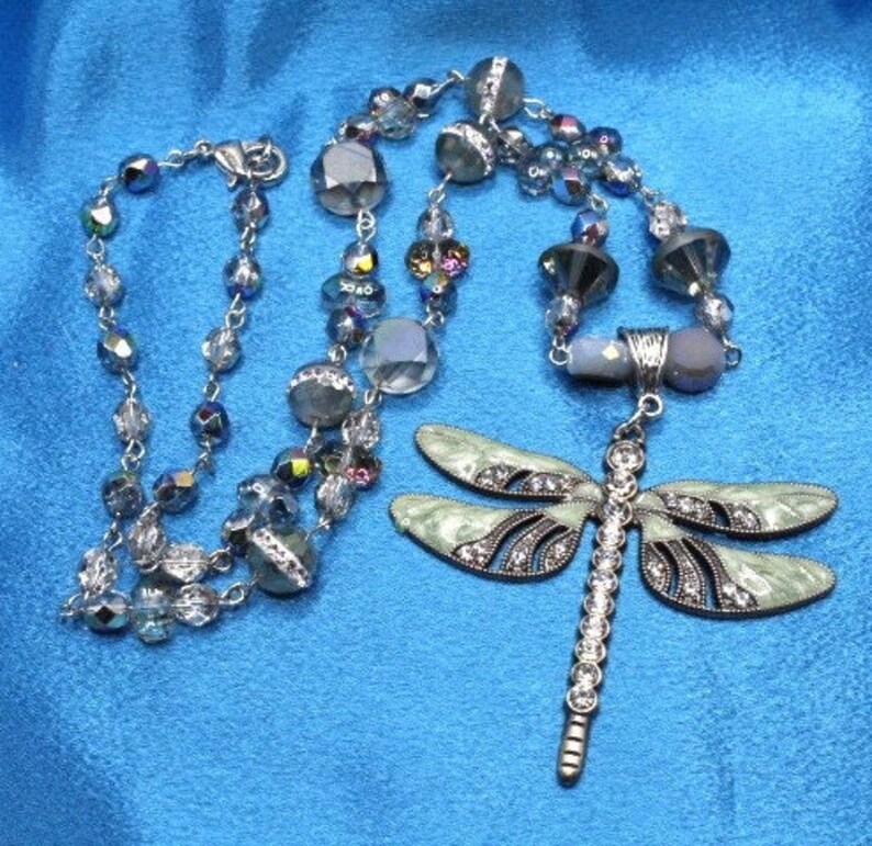 Dragonfly Pendant Necklace Set Enamel Green Dragonfly Necklace Set ...