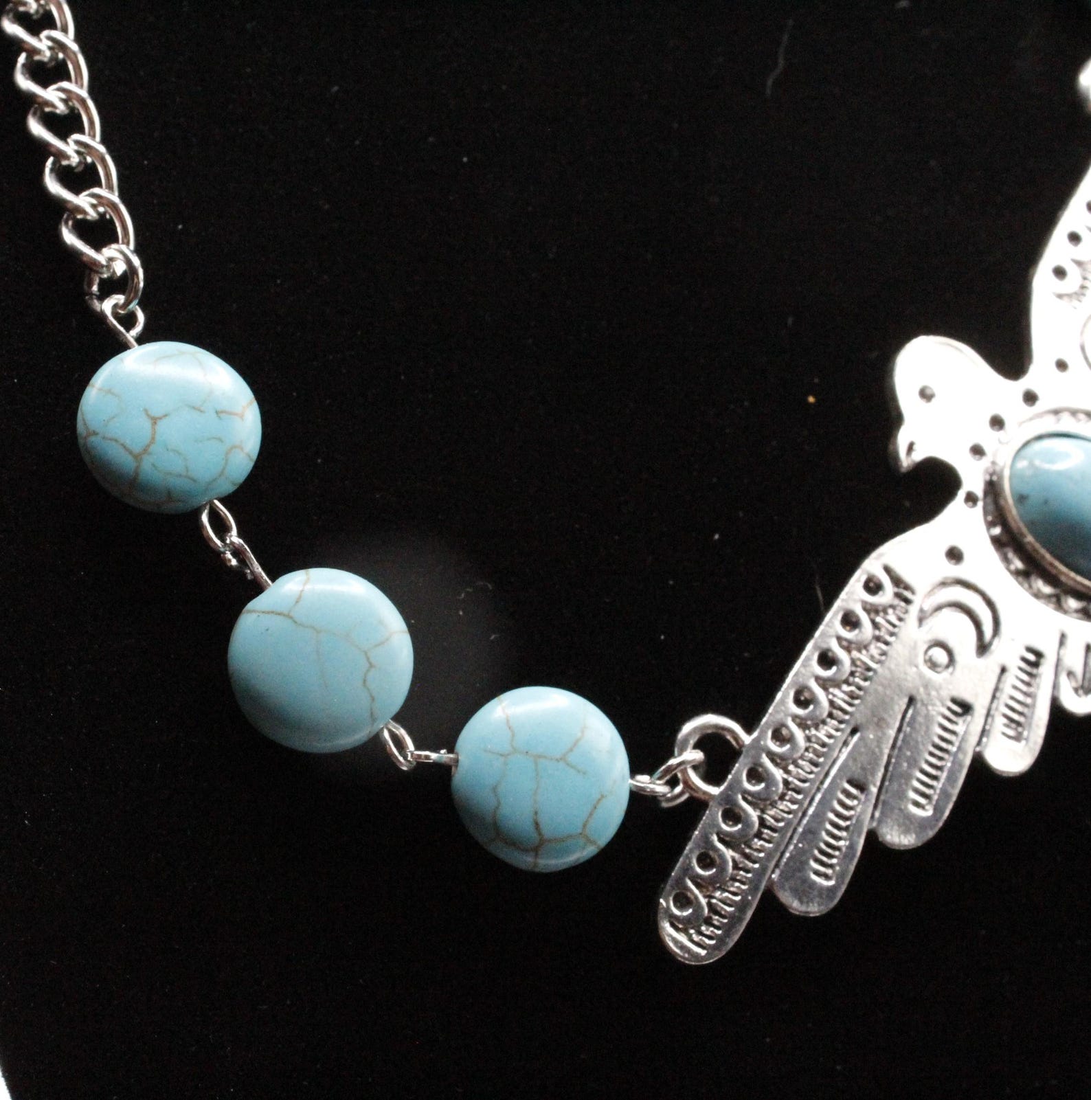 Turquoise Thunderbird Phoenix Pendant Necklace; Western Thunderbird ...