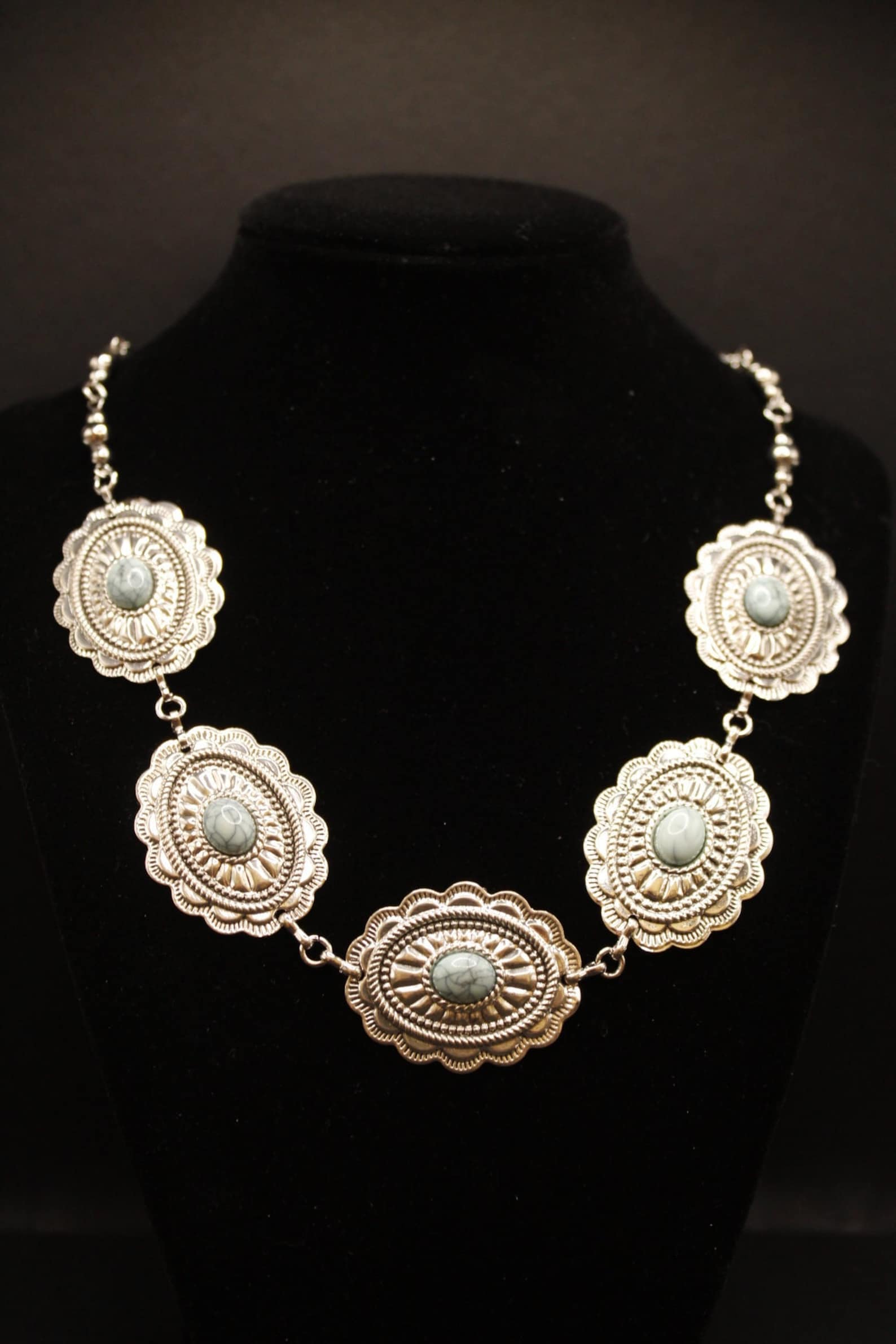 Silver Concho Necklace Southwestern Concho Necklace 5-medallion Concho ...