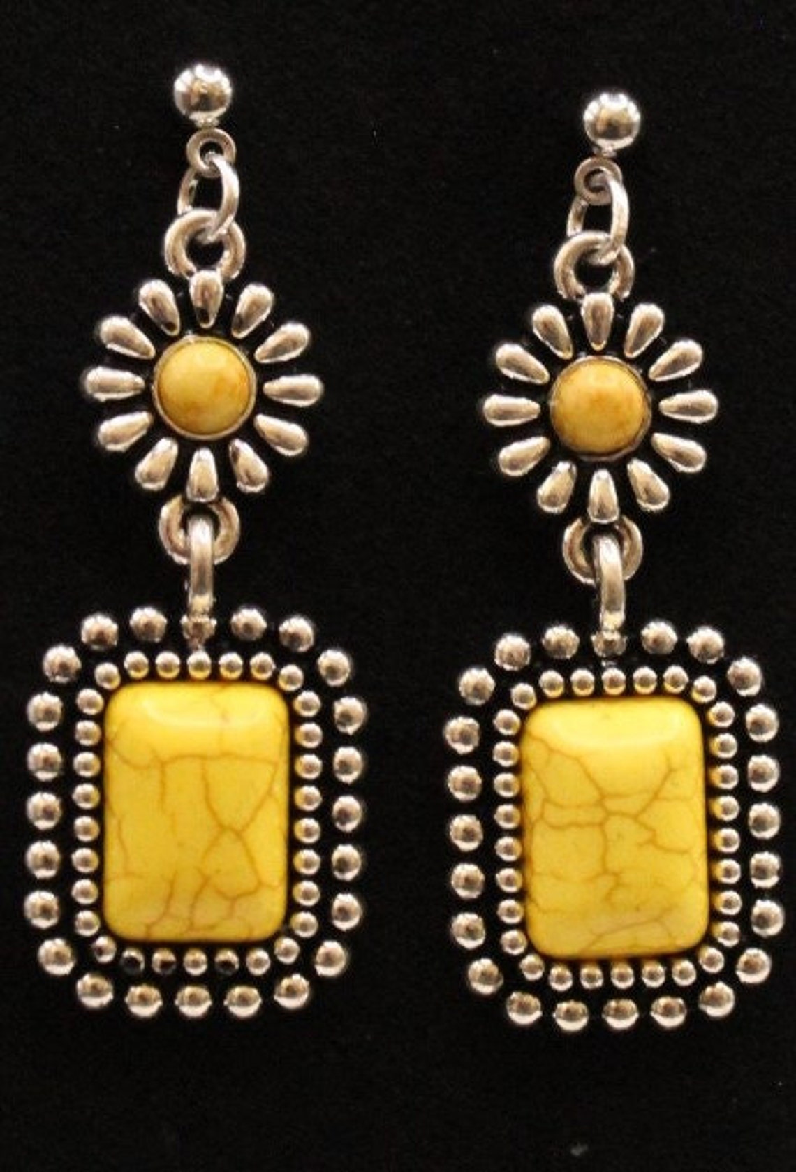 Yellow Howlite Earrings Sunflower Yellow Turquoise Earrings Howlite ...