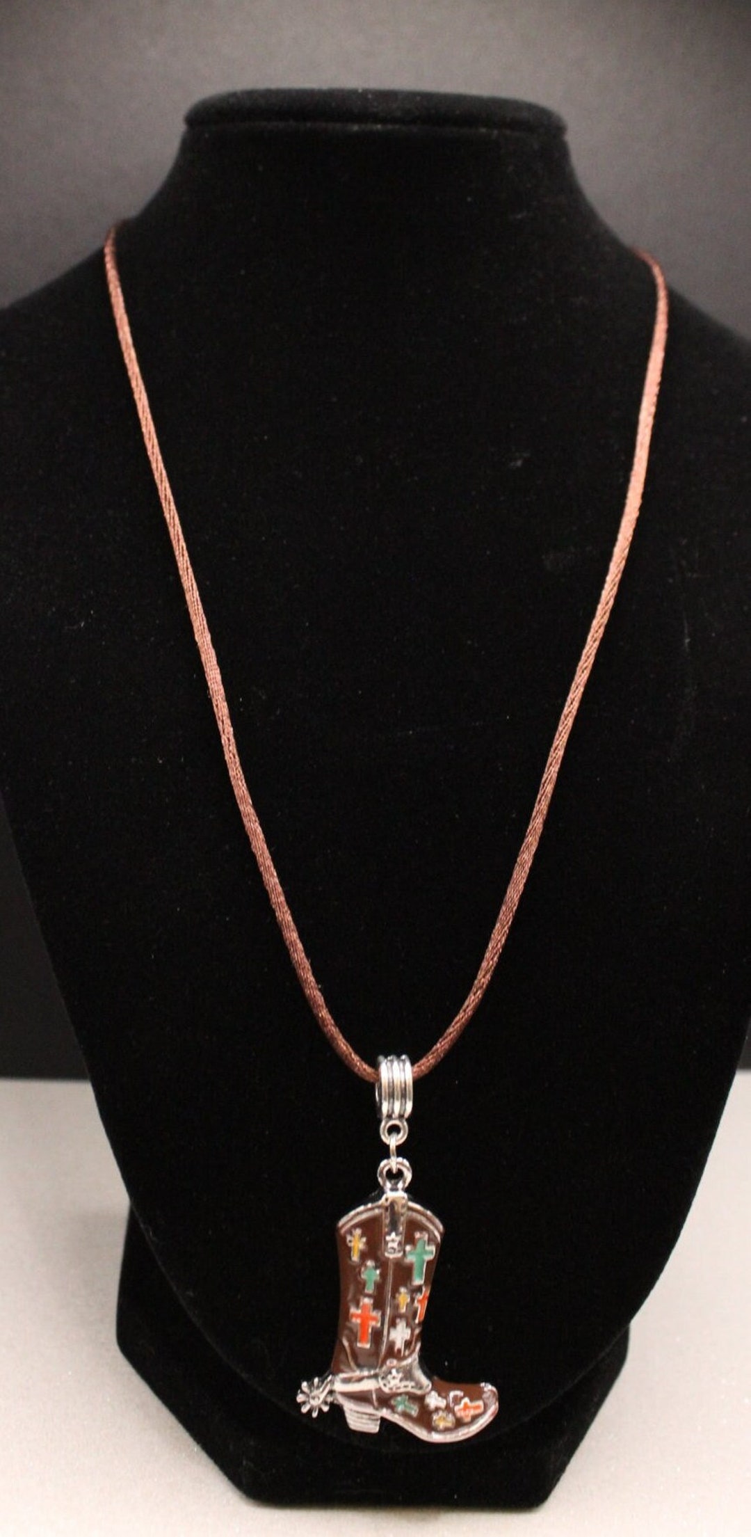 Cowboy Boot Pendant Necklace; Boot With Crosses Pendant Necklace ...