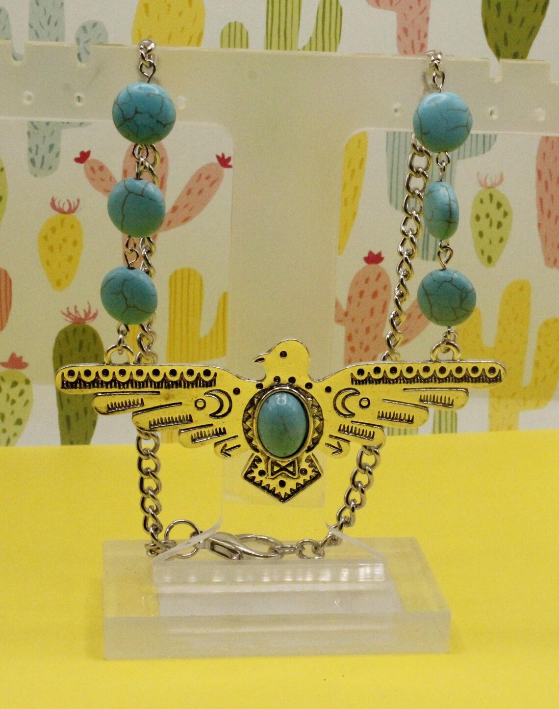 Turquoise Thunderbird Phoenix Pendant Necklace; Western Thunderbird ...