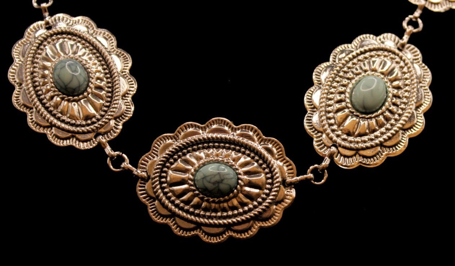 Silver Concho Necklace Southwestern Concho Necklace 5-medallion Concho ...