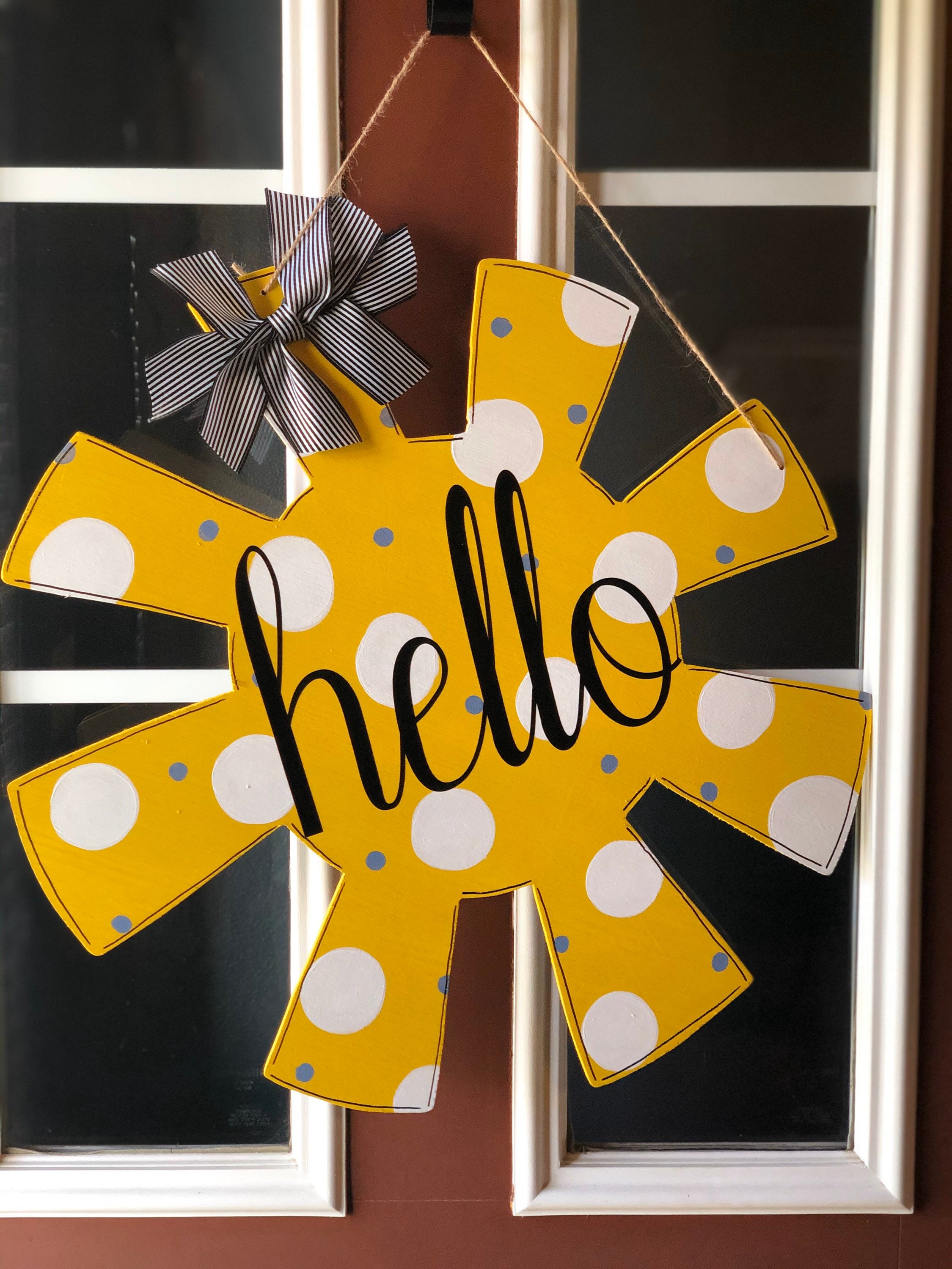 Summer Door Hanger Sun Door Hanger Hello Door Hanger Yellow | Etsy