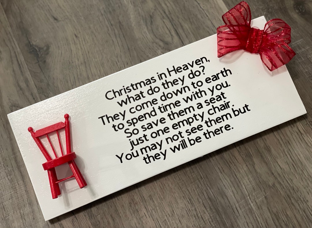 Christmas Chair Sign, Christmas Poem, Gift Idea, Christmas in Heaven - Etsy