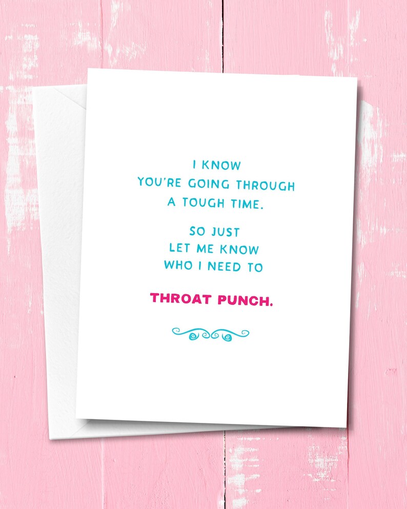 Throat Punch Card for Hard Times Funny Break up Card Divorce - Etsy