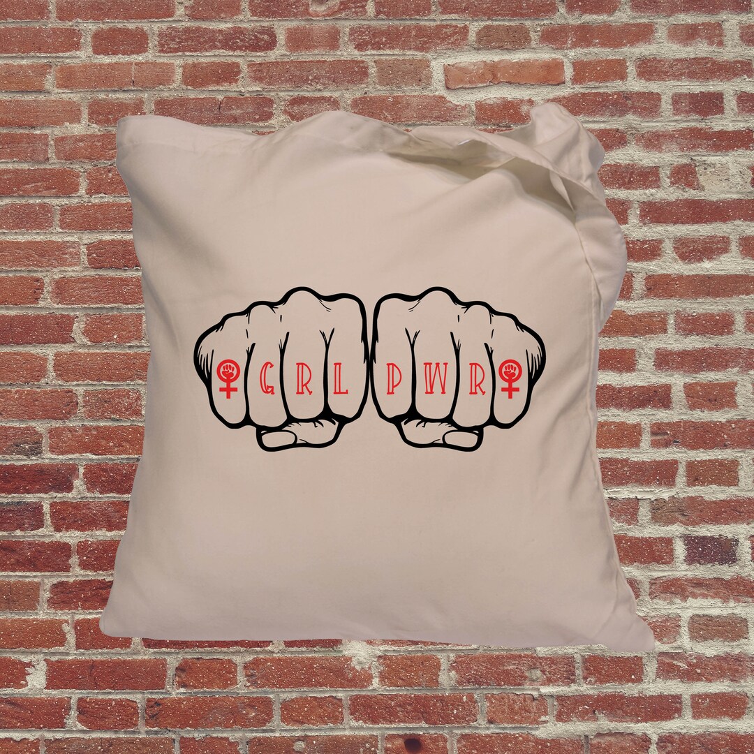 Girl Power, GRL PWR, Knuckle Tattoo, Tote Bag, Feminist Bag, Gift - Etsy