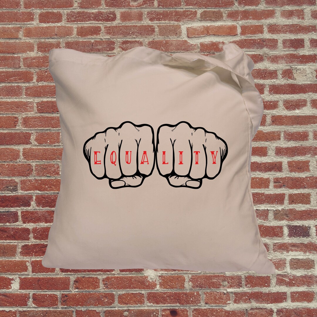 Feminist Tote Bag, Equality, Knuckle Tattoo, Tote Bag, Feminist Bag ...
