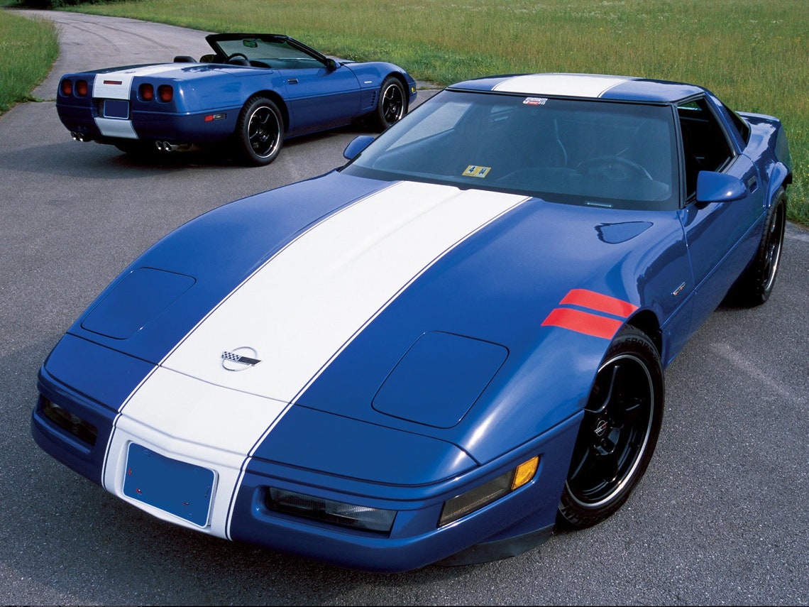 1996 C4 Corvette Grand Sport Blue and White Poster 24x36 Inches ...