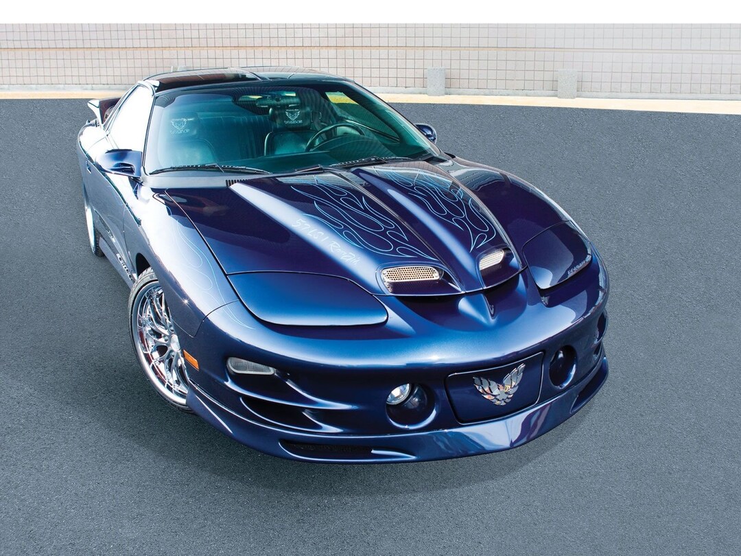 2002 Pontiac Firebird Trans Am (blue Flames) | Poster | 24x36 Inches ...