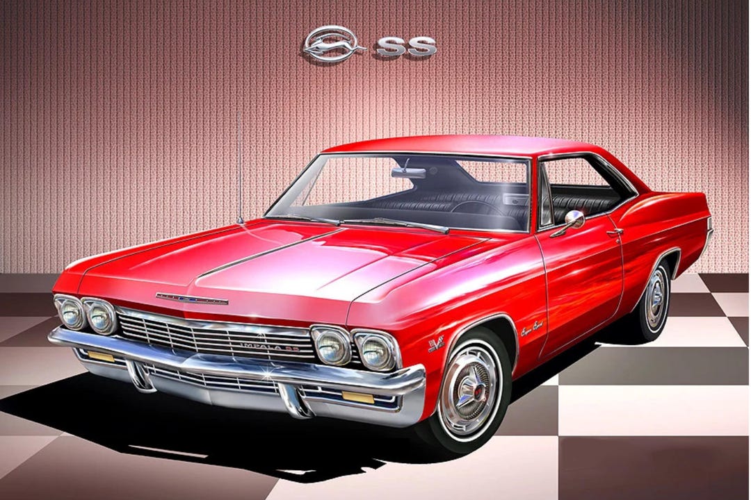 1965 Red Chevrolet Impala Poster 24x36 Inches | Classic Sports Car - Etsy
