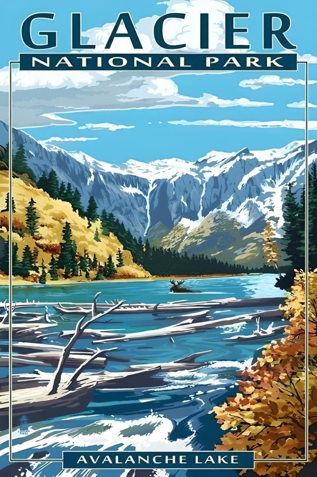 Avalanche Lake - Glacier National Park, Montana Travel Poster 24x36 ...