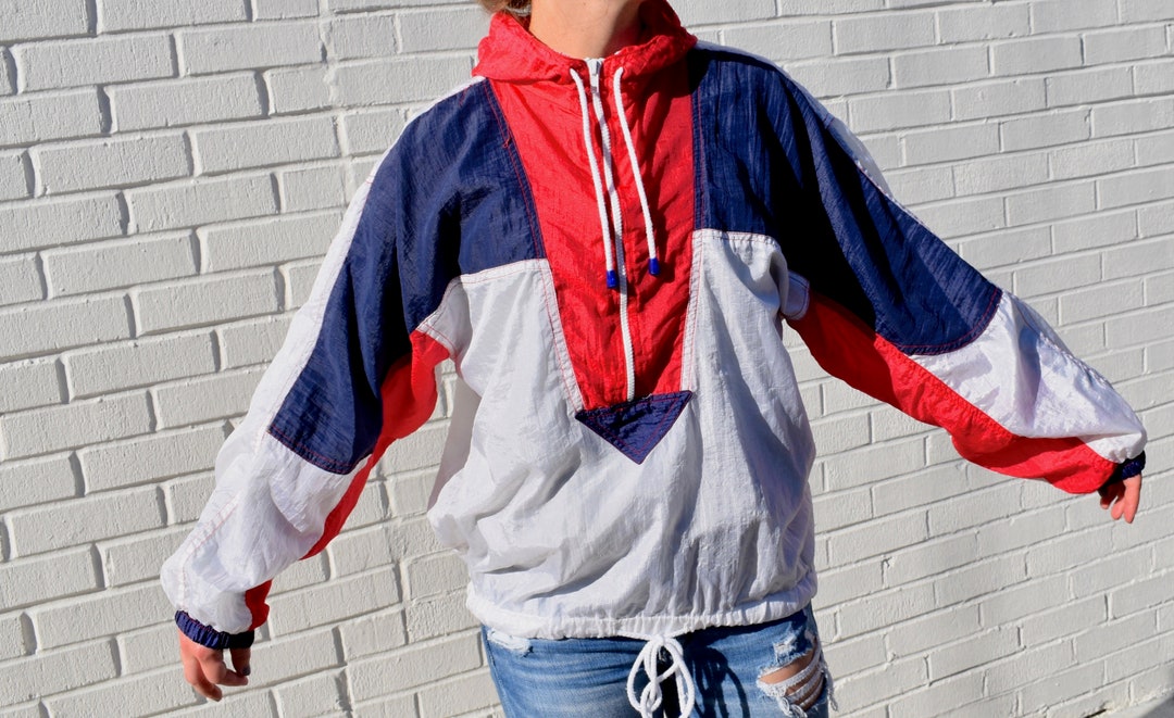 Vintage Half-zip Hooded Windbreaker - Etsy