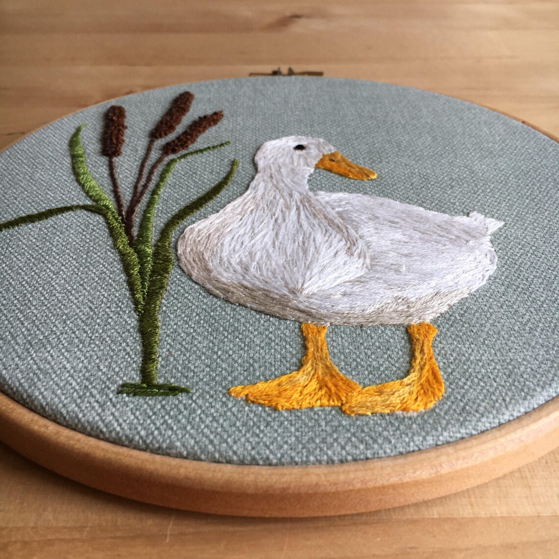 Beautiful white duck embroidery in 7 inch hoop | Etsy