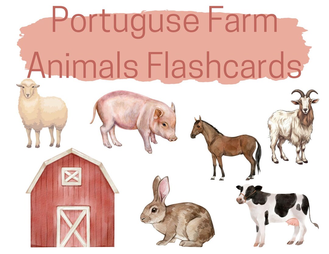 Portuguese Farm Animal Flashcards 16 Total | Montessori-inspired ...