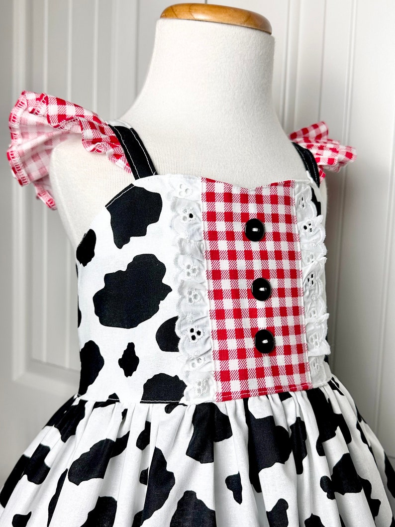 Girl Cow Dress, Cow Dress, Cow Outfit, Farm Birthday Party, Farm Dress ...