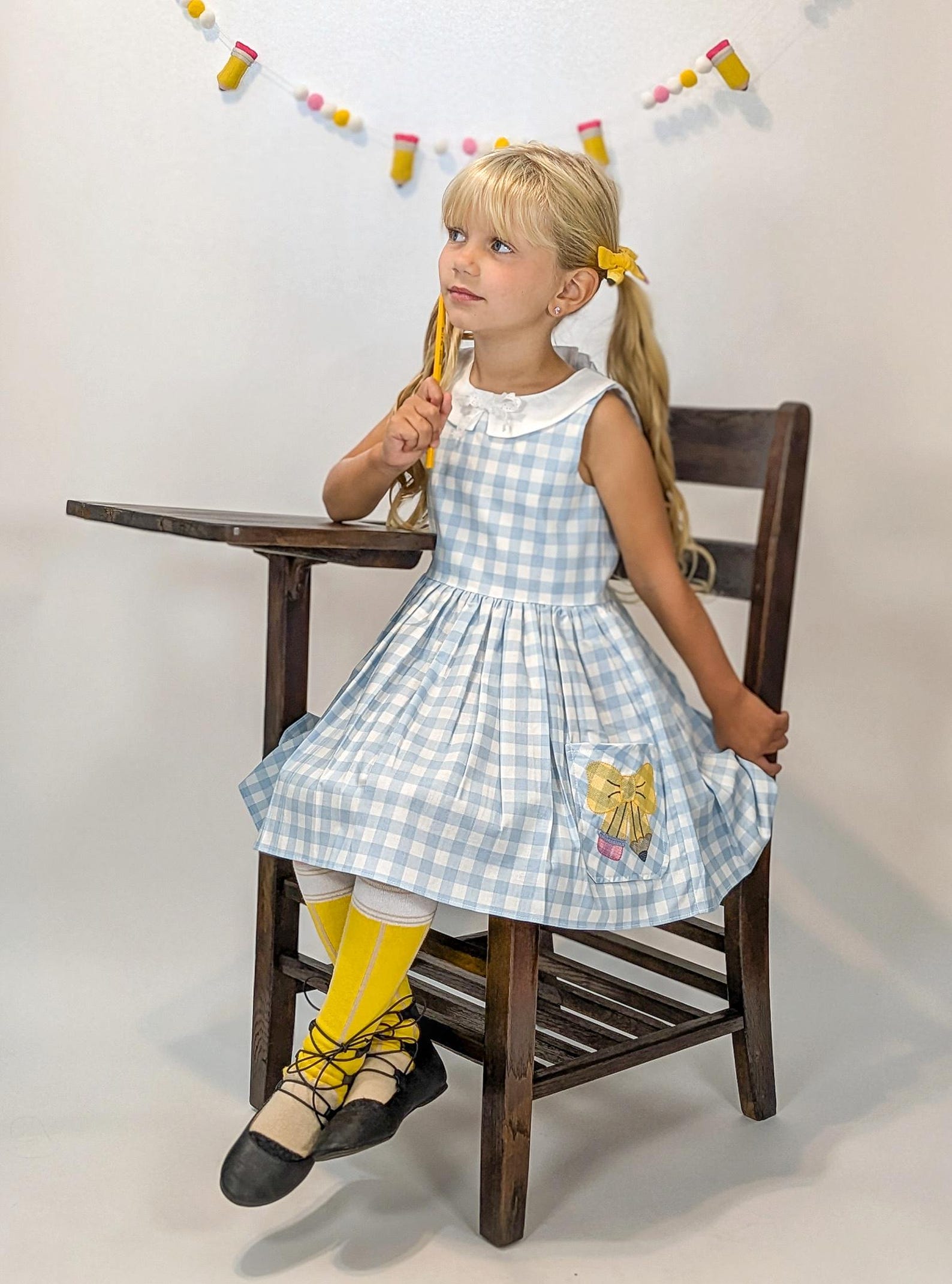 Girl Back to School Dress, Pencil Back to School Dress, Girl Clothing ...