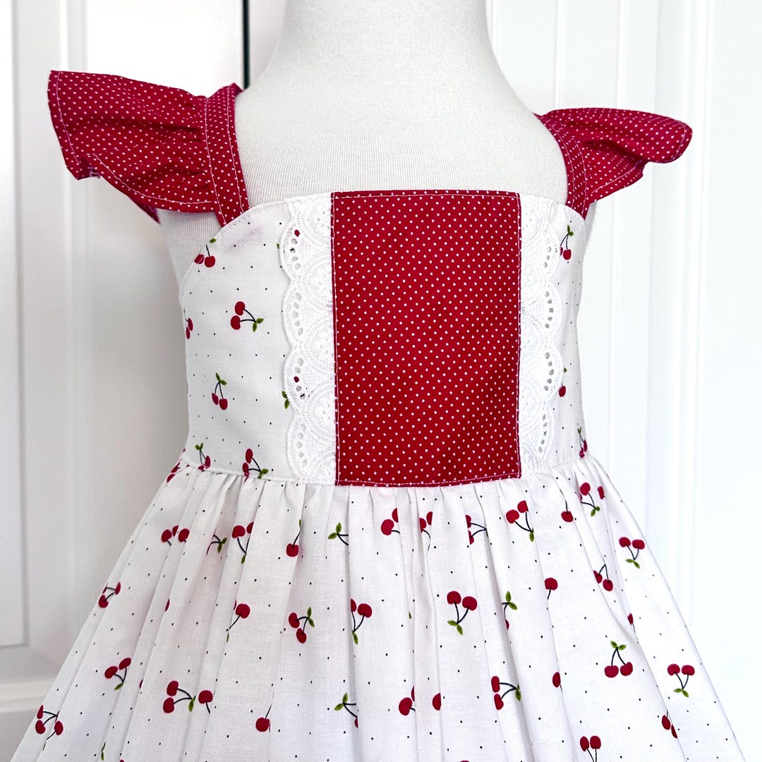 Girls Clothing, Girls Dresses, Girls Cherry Dress, Girls Picnic Dress ...