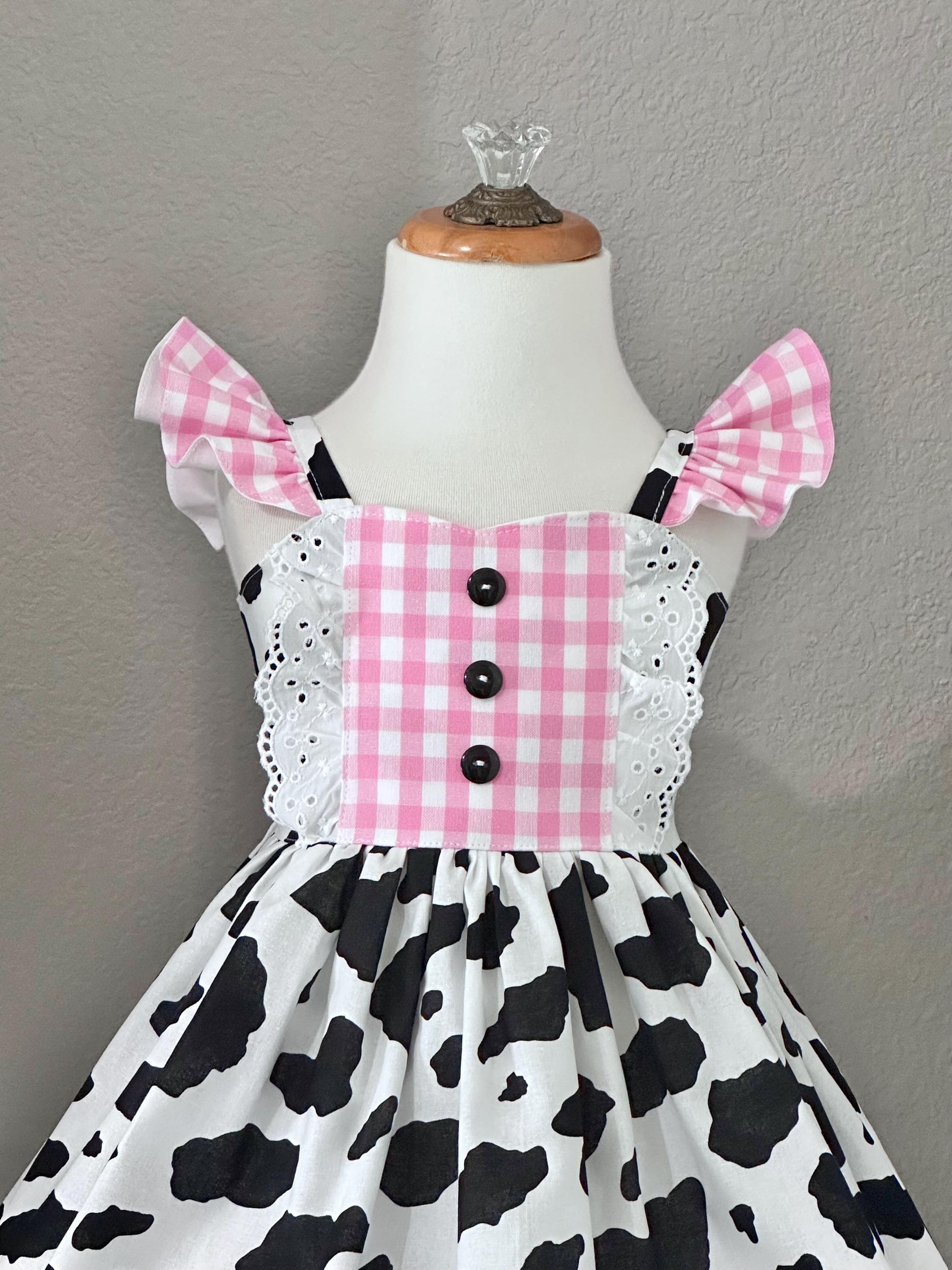 Girl Cow Dress, Cow Dress, Cow Outfit, Farm Birthday Party, Farm Dress ...