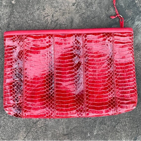 Vintage red snakeskin clutch - Gem