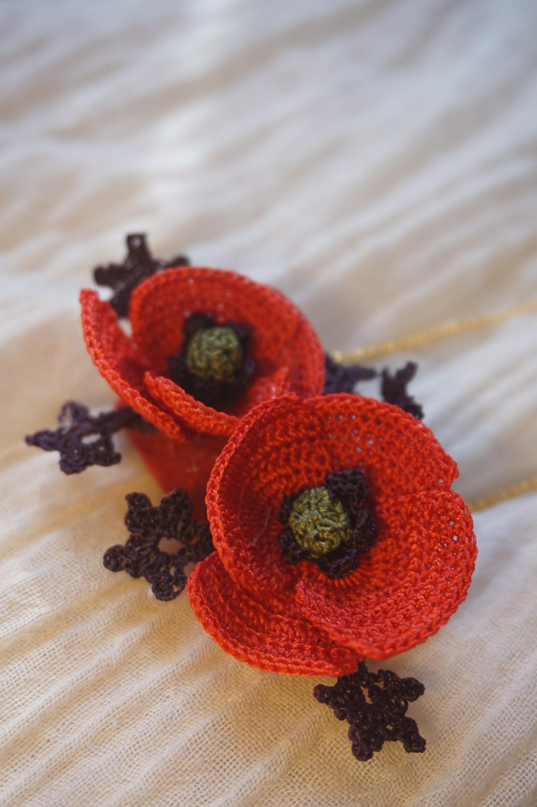 Crochet Poppy Chain Necklace - Etsy