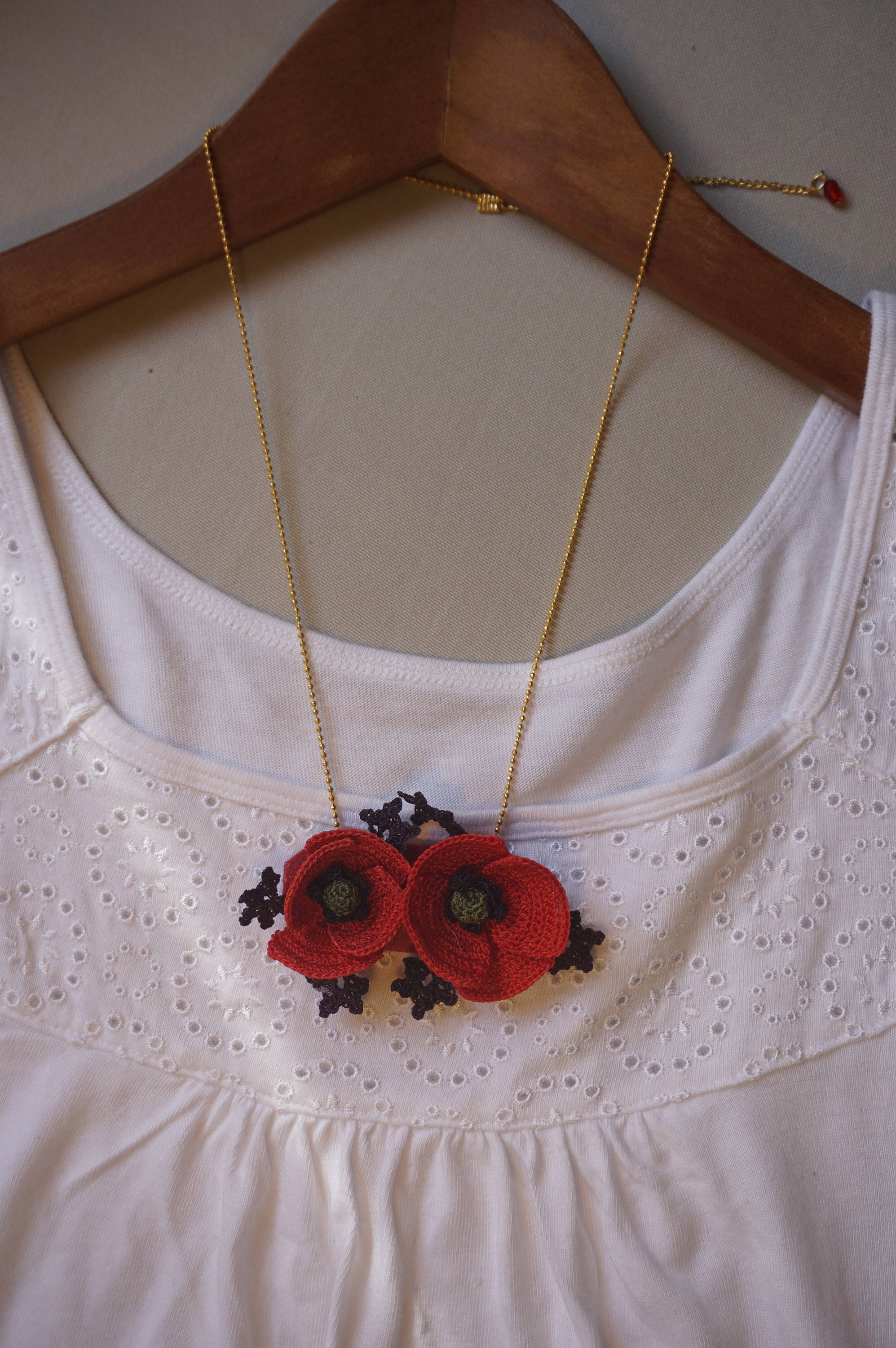 Crochet Poppy Chain Necklace - Etsy