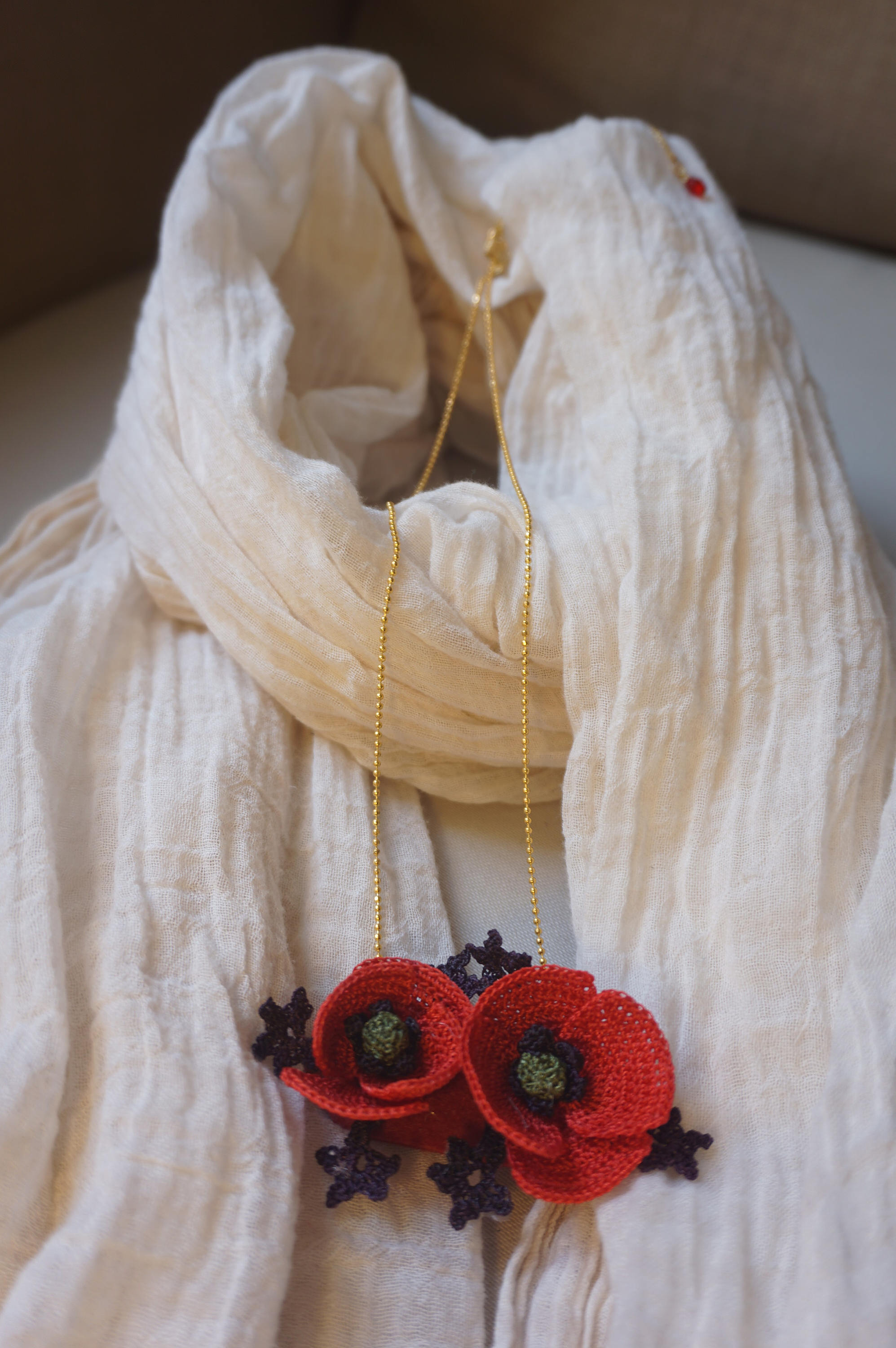 Crochet Poppy Chain Necklace - Etsy