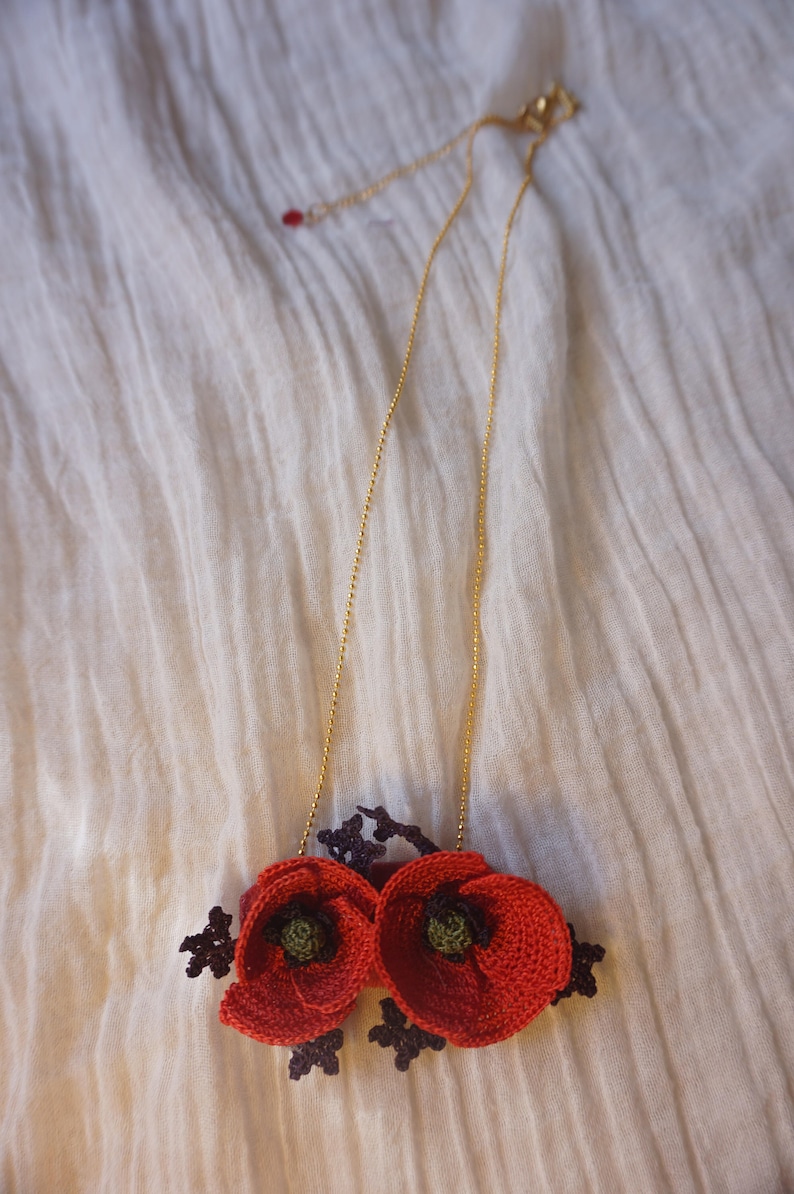 Crochet Poppy Chain Necklace - Etsy