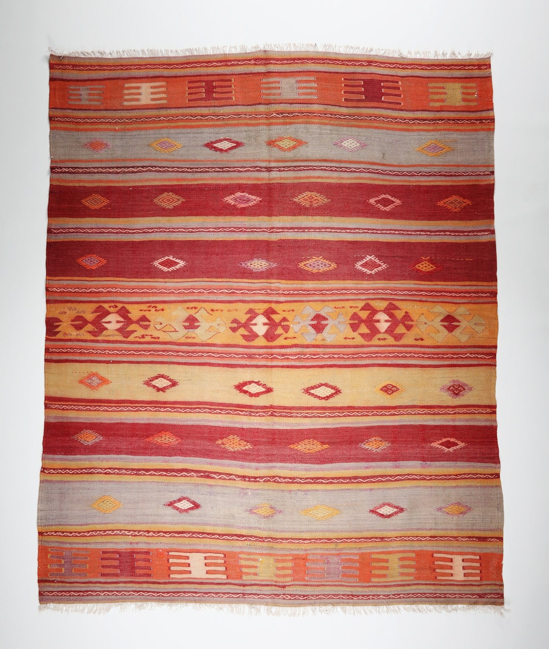 5' 6'' X 6' 11'' Turkish Kilim One of a Kind Flatweave Denizli Kilim ...