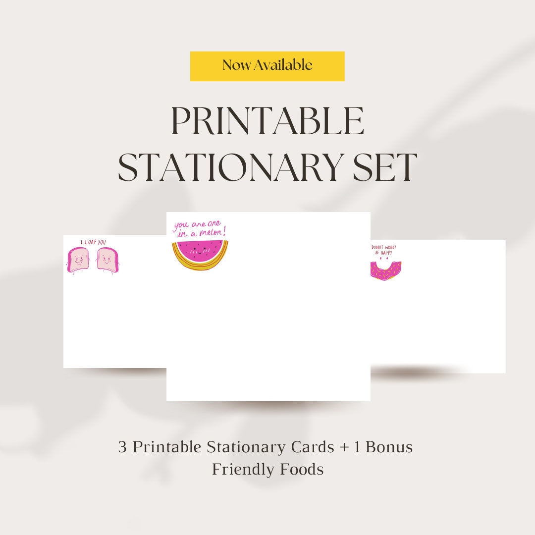 Printable Stationary Set - Friendly Food - Etsy