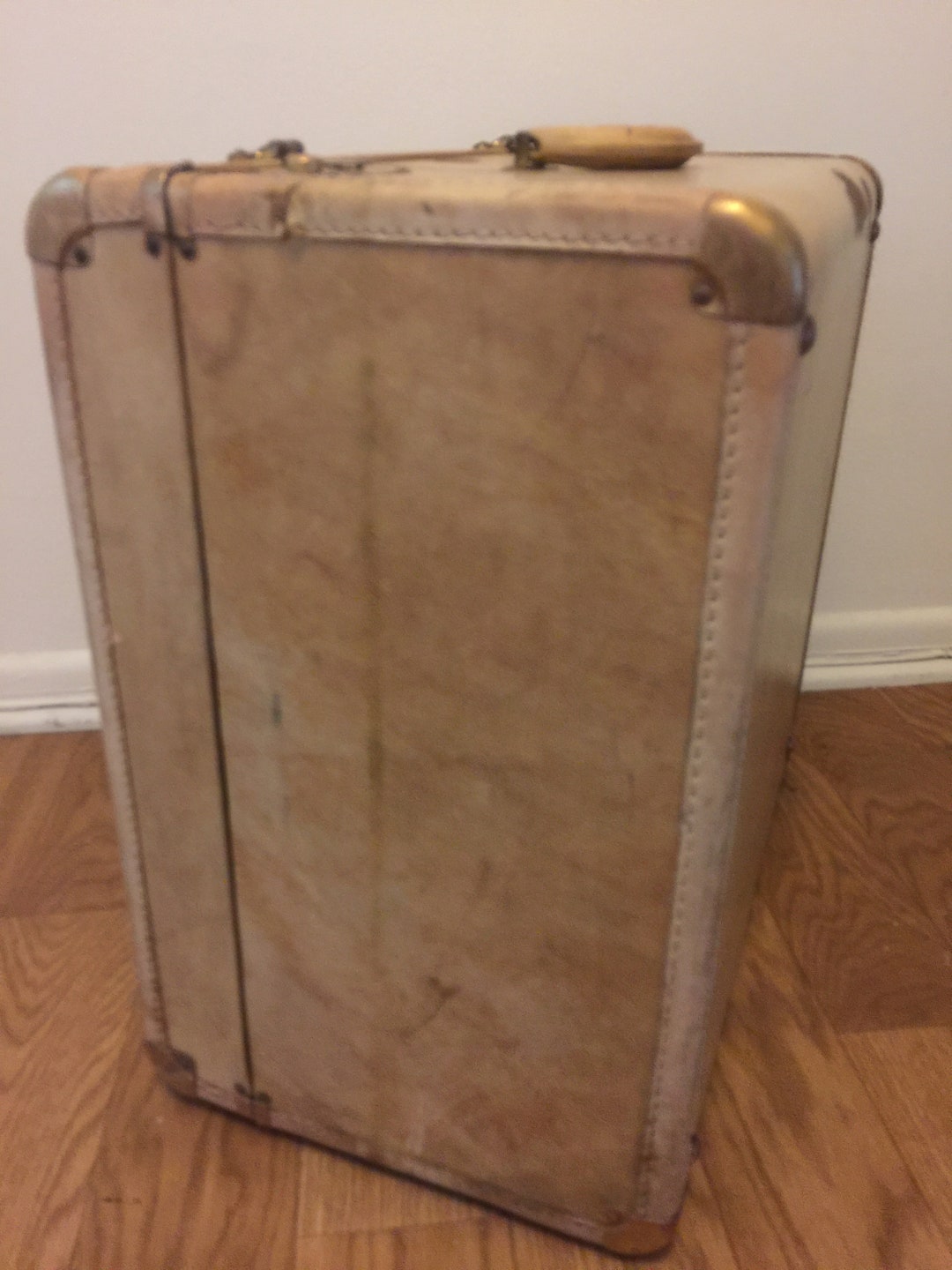 Vintage Old Cowhide Suitcase - Etsy
