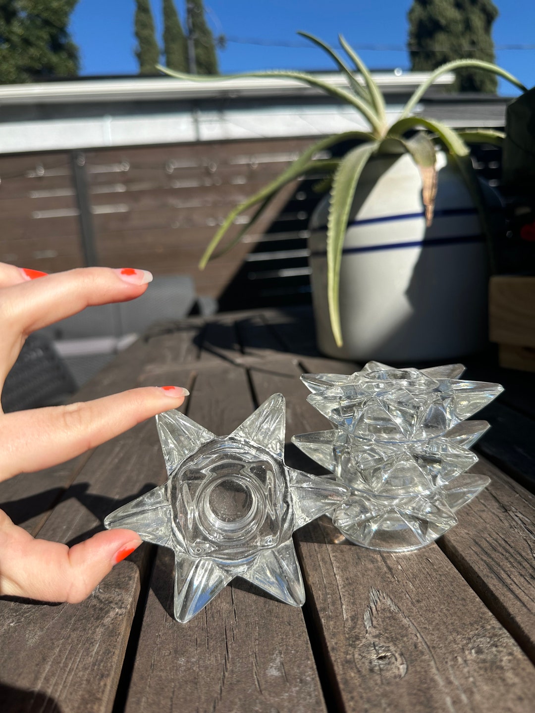 Glass Star Candle Holders (4) - Etsy