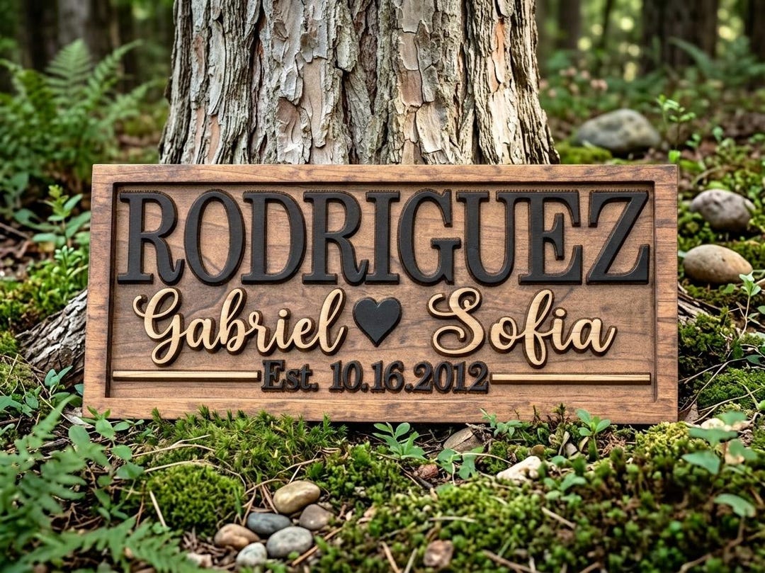 Personalized Wood Last Name Sign | Custom Couple's Wedding Anniversary ...