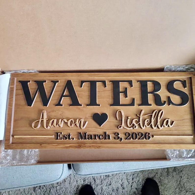 Personalized Wood Last Name Sign | Custom Couple's Wedding Anniversary ...
