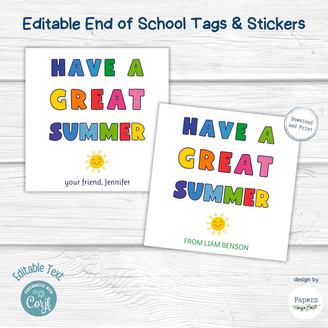 Editable Last Day of School Tags | End of Year Teacher Thank You ...