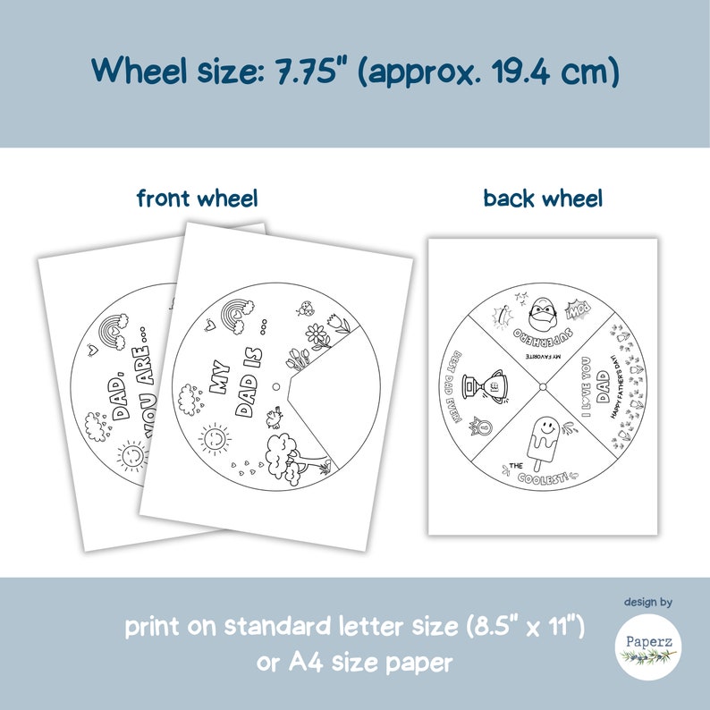 Father's Day Coloring Spin Wheel Spinner Craft for Kids Printable Gift ...