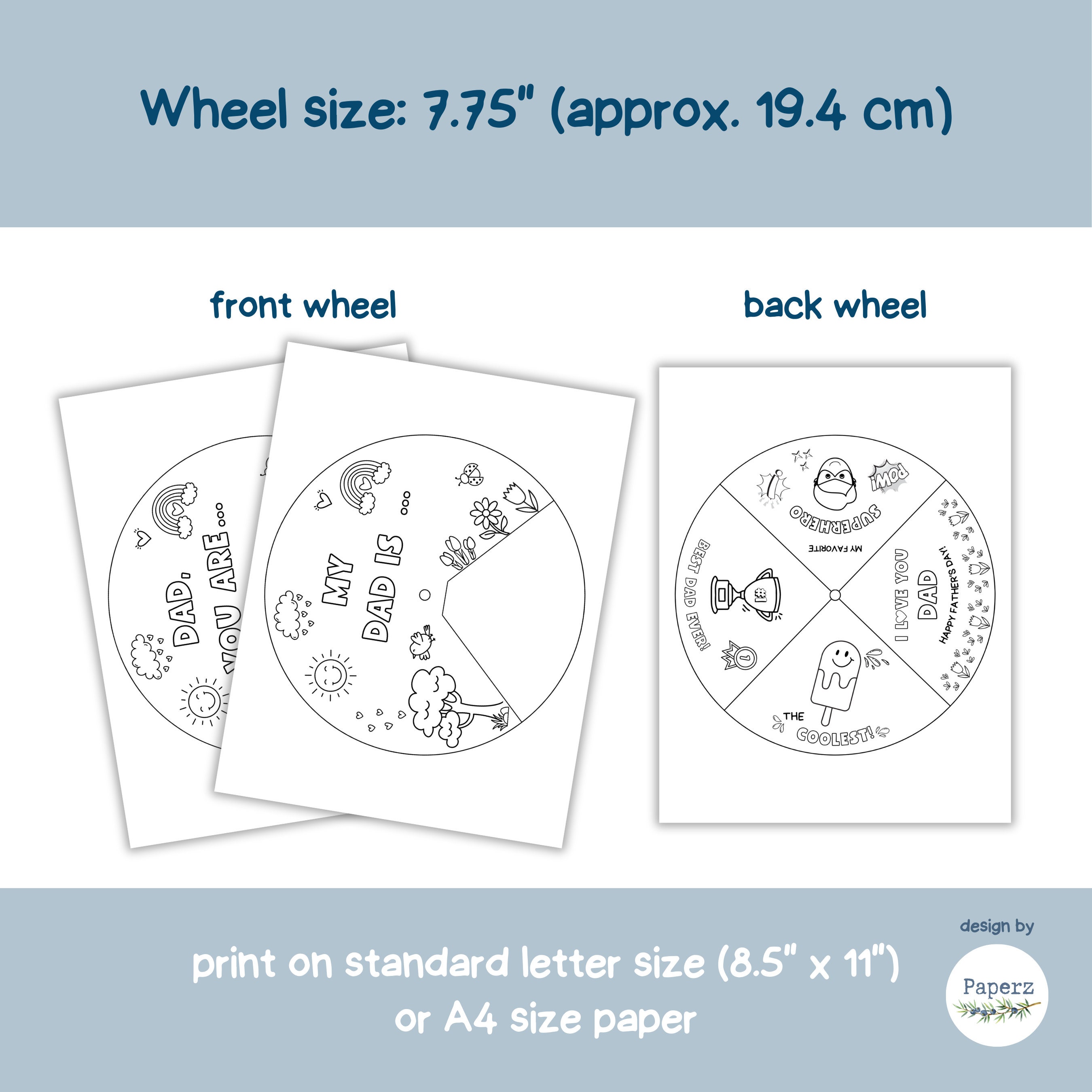 Father's Day Coloring Spin Wheel Spinner Craft for Kids Printable Gift ...