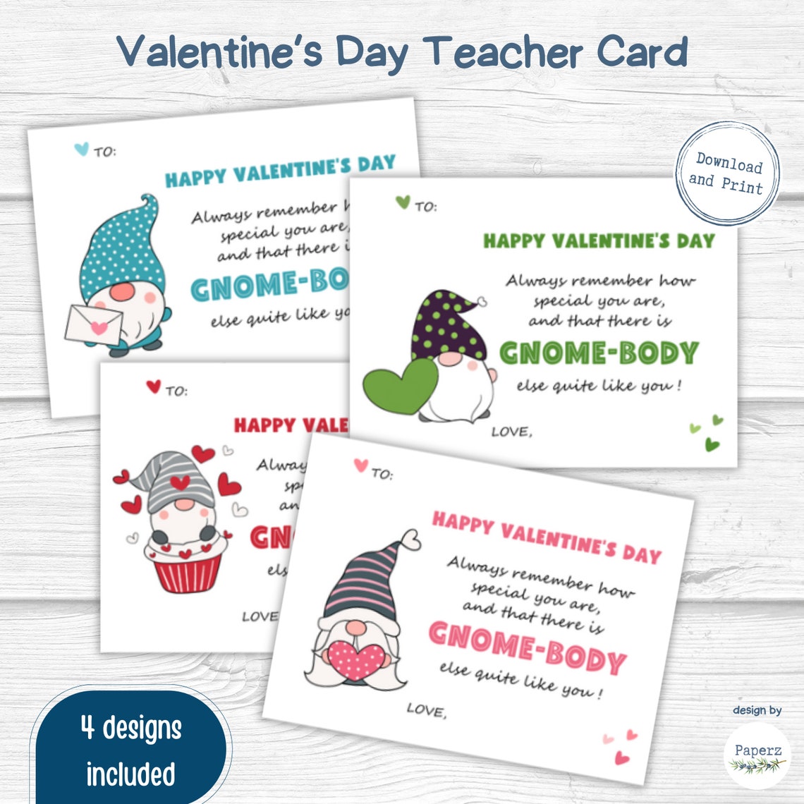 Valentine's Day Cards for Students From Teacher Teacher's Printable DIY ...