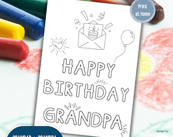 Grandpa Card From Grandchild, PRINTABLE Colorable Card for Grandfather ...