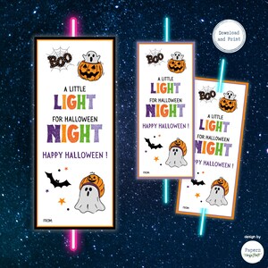 Halloween Glow Stick Tag: Printable Classroom Party Favor (instant ...