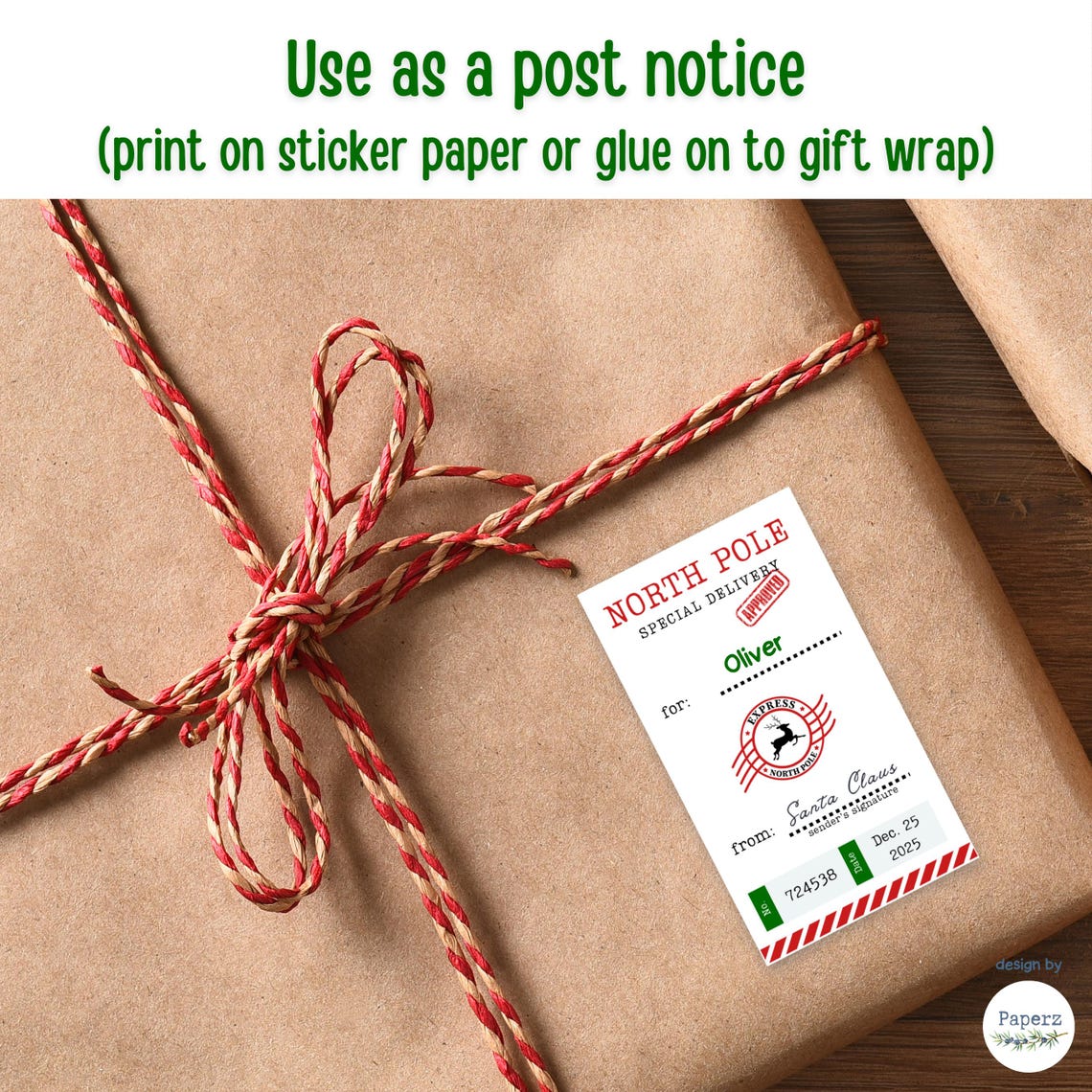 Printable Santa Gift Tags: North Pole Special Delivery, Custom Name ...