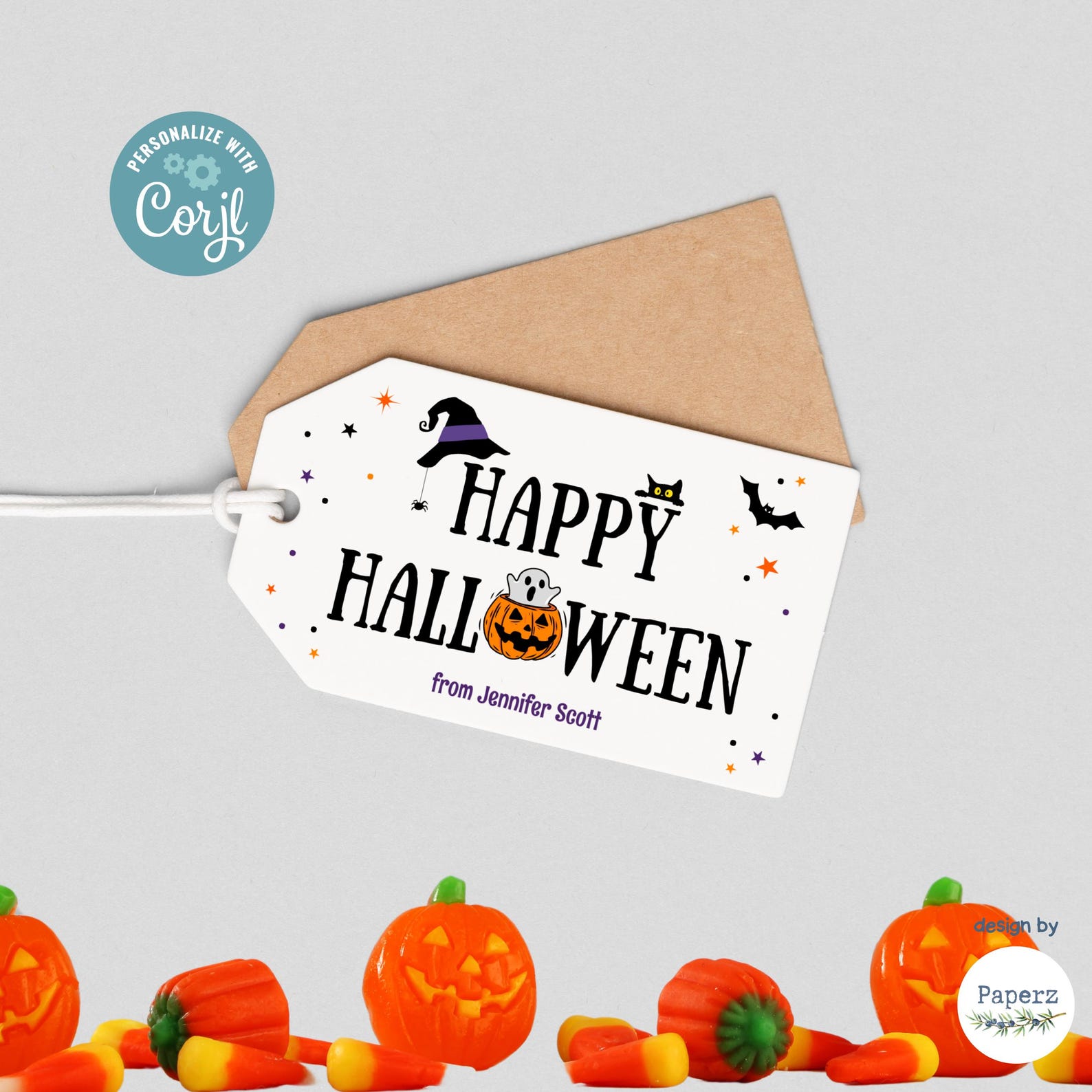 Happy Halloween Gift Tag Printable Template, Trick or Treat Favor Bag ...