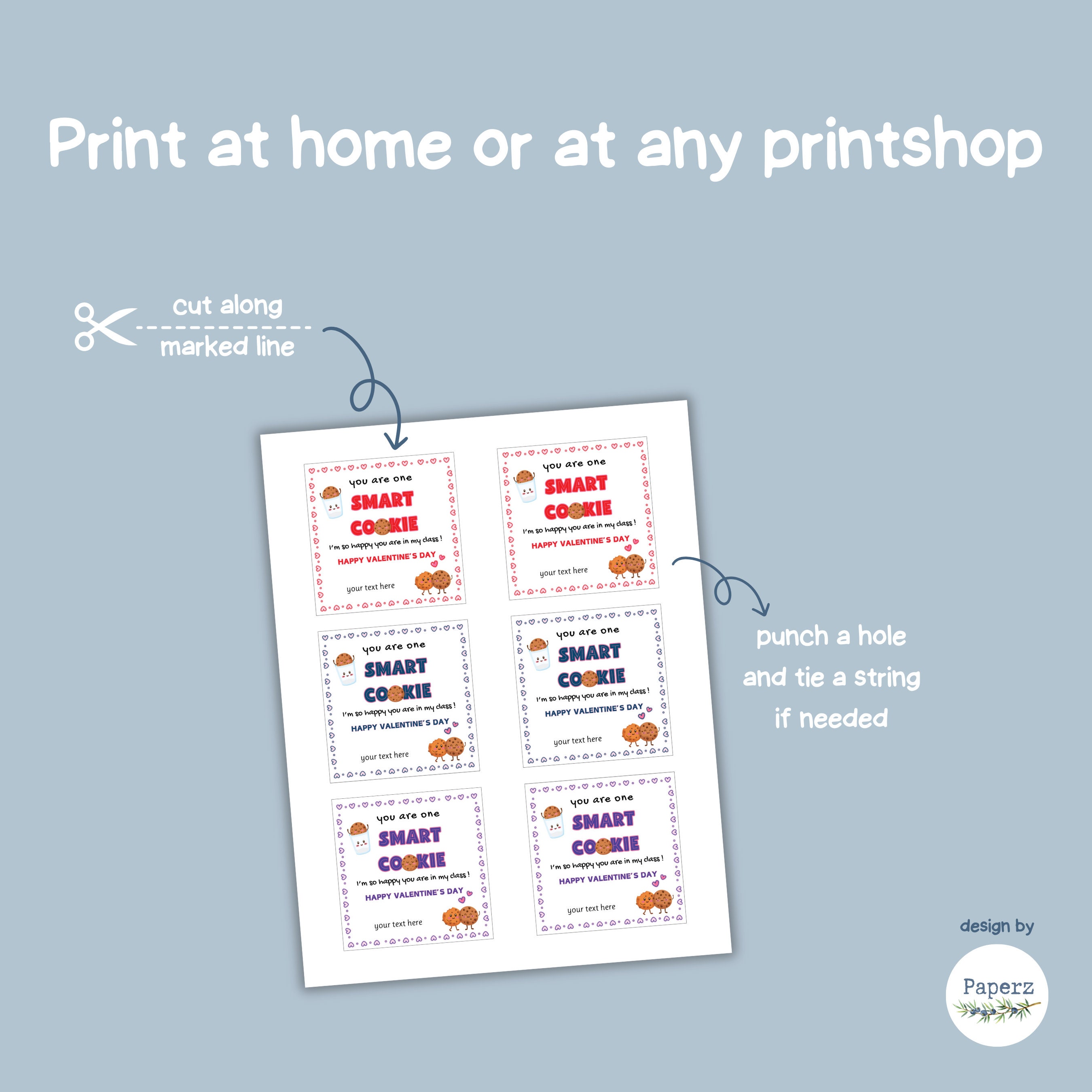 Editable Valentine's Day Cards for Students From Teacher Cookie Tag ...