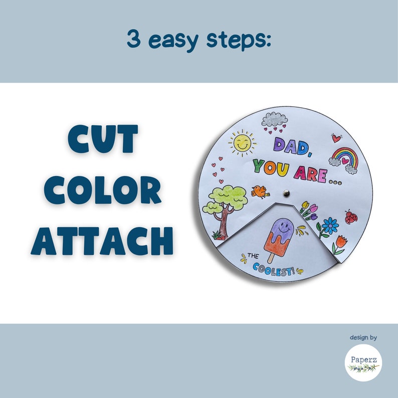Father's Day Coloring Spin Wheel Spinner Craft for Kids Printable Gift ...