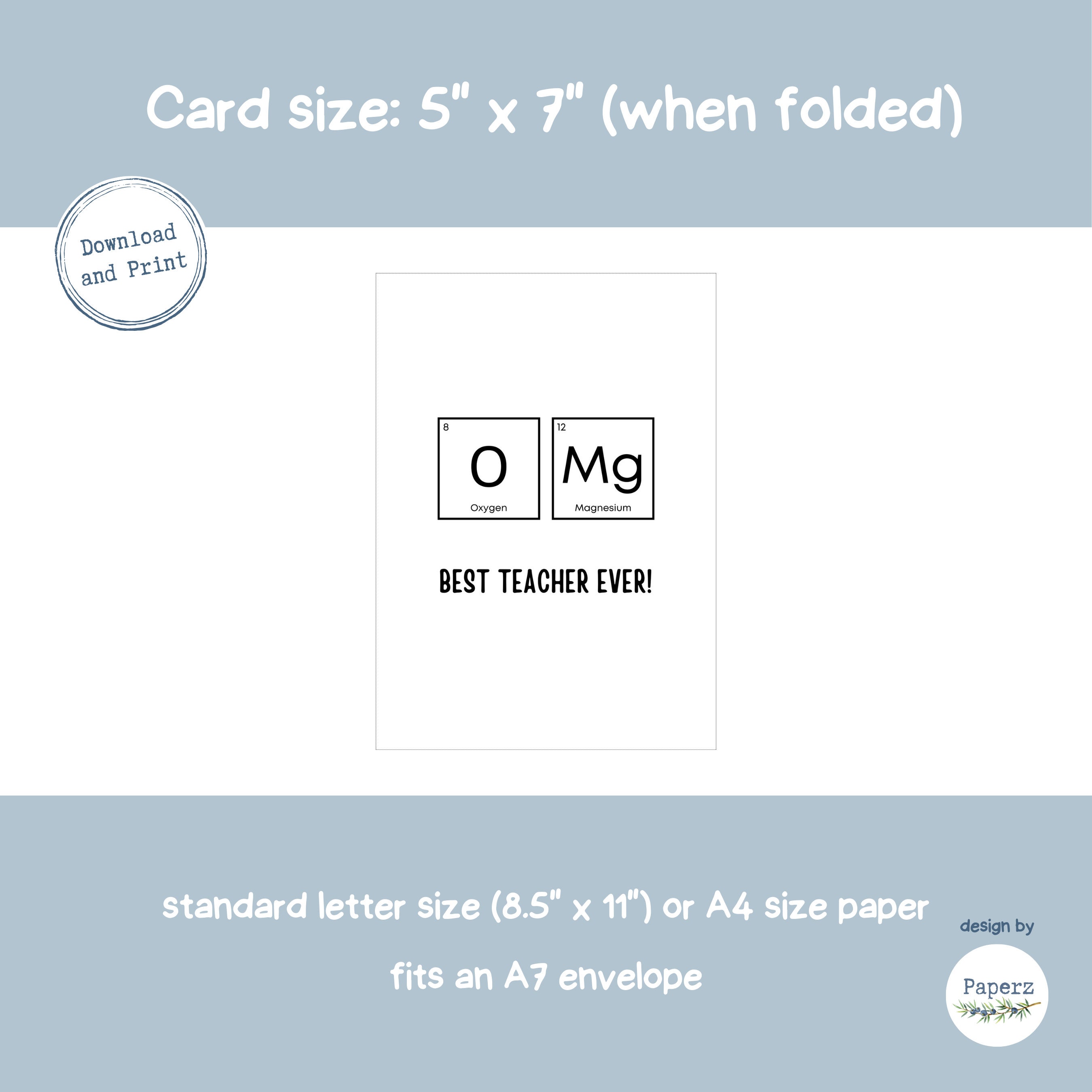 Science Teacher Appreciation Card Printable Teacher Thank You Chemistry ...