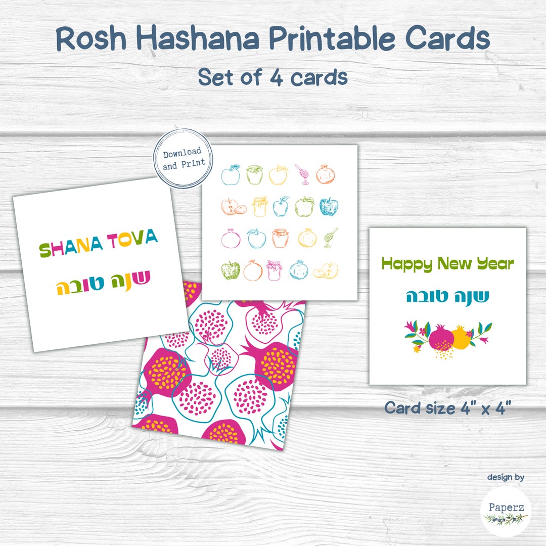 Shana Tova Card, Rosh Hashana Printable Greeting Card Set, Jewish New ...