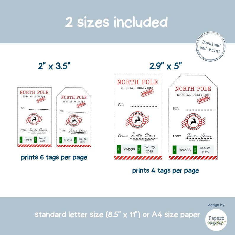 Printable Santa Gift Tags: North Pole Special Delivery, Custom Name ...