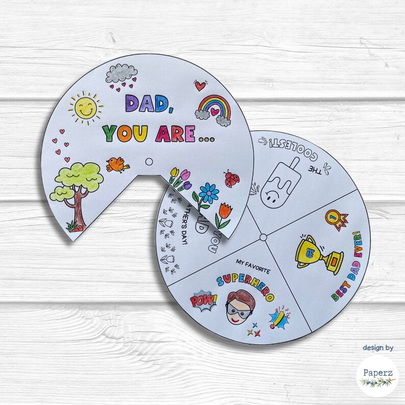 Father's Day Coloring Spin Wheel | Spinner Craft for Kids | Printable ...