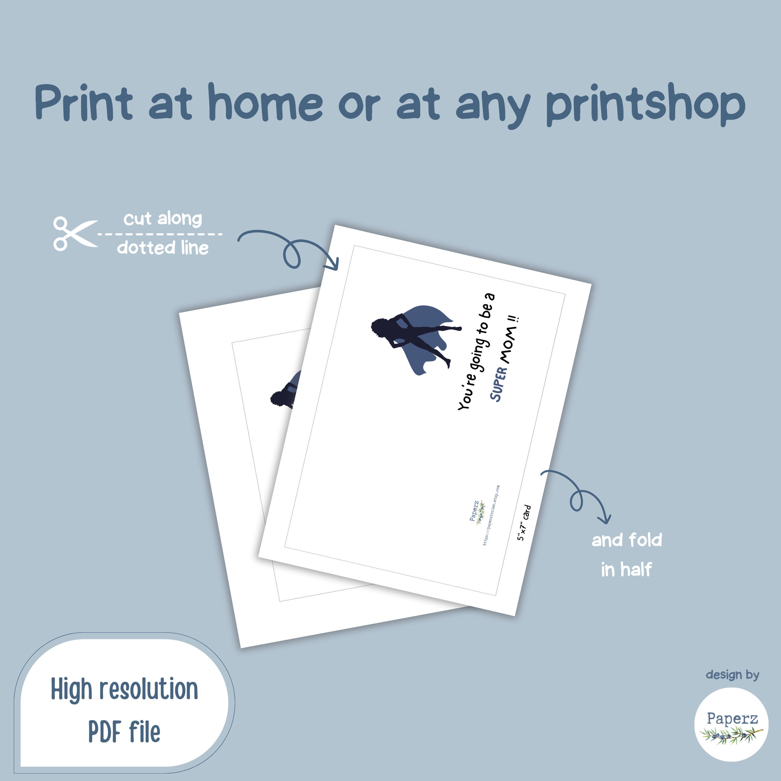 New Mom Card Baby Shower Printable Card Super Mom Congratulations ...