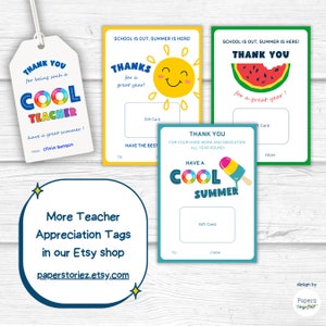 Last Day of School Tags, End of Year Classroom Gift Tags, Summer Party ...